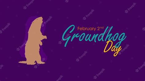 Plantilla De Banner Feliz Día De La Marmota 2 De Febrero Vector Premium