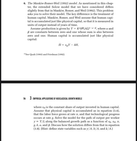 Solved The Mankiw Romer Weil 1992 ﻿model As Mentioned In
