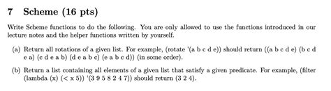 solved 7 scheme 16 pts write scheme functions to do the