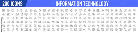 Information Technology Web Icon Set In Line Style Network Web Design