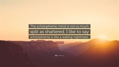 Elyn Saks Quote “the Schizophrenic Mind Is Not So Much Split As