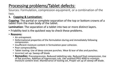 Defects Or Processing Problems In Tablet Dosage Form Pptx