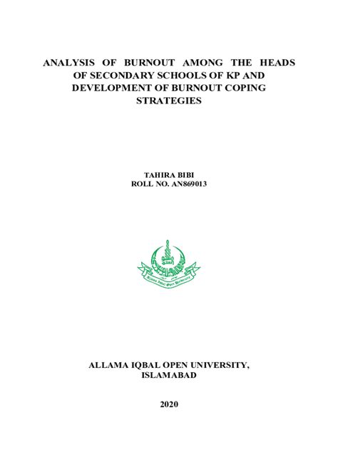 Fillable Online Prr Hec Gov ANALYSIS OF BURNOUT AMONG THE HEADS OF