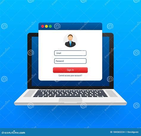 Sign In To Account User Authorization Login Authentication Page Concept Laptop With Login And