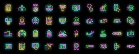 Premium Vector Satisfaction Level Icons Set Vector Neon