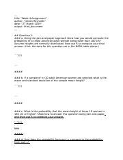 Week 4 Assignment Questions Rmd Title Week 4 Assignment Author