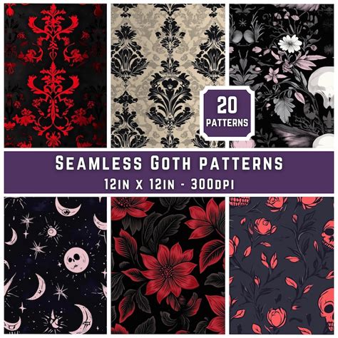 20 Seamless Goth Patterns Vintage Gothic Patterns For Dresses Clothing And Web Design Vintage