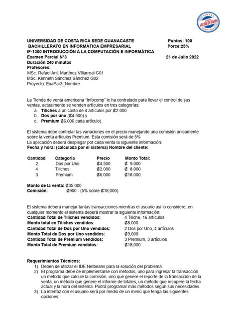 Examen Parcial N3 2022 240627 083551 Pdf Java Lenguaje De