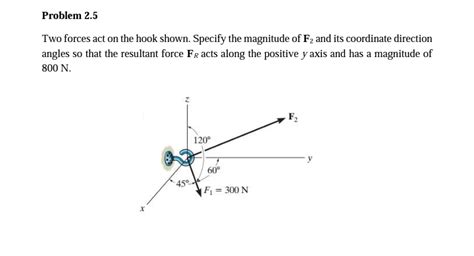 Solved Problem 25two Forces Act On The Hook Shown Specify
