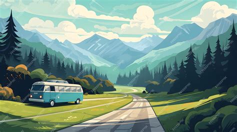 Premium Ai Image Summer Road Trip Background With A Winding Road