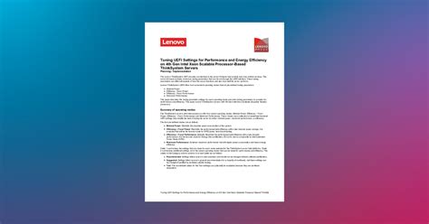 Tuning Uefi Settings For Performance And Energy Efficiency On 4th Gen Intel Xeon Scalable