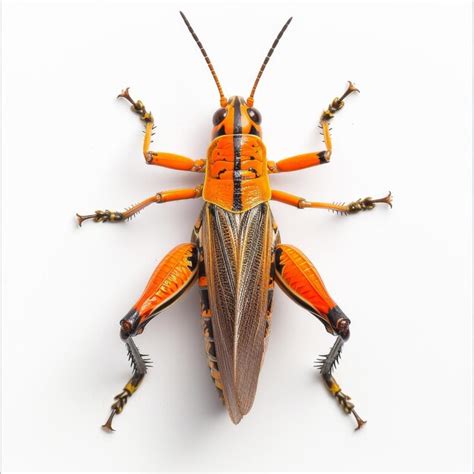Premium Photo A Orange Lubber Grasshopper On White Background Top View