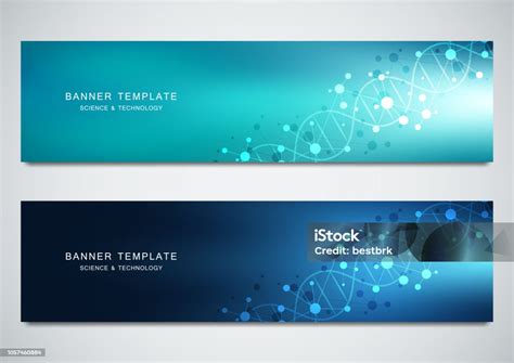 과학 및 기술 벡터 배너입니다 Dna 나선 분자 구조와 추상 배경입니다 0명에 대한 스톡 벡터 아트 및 기타 이미지 0명 Dna 가리기 Istock