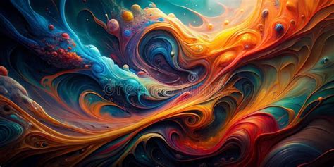 An Abstract Fluid Art Piece Featuring Swirling Dark And Bright Colors Creating A Vivid And