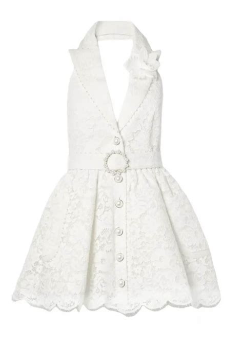 Zimmermann Embellished Corded Lace Halter Neck Mini Dress Airrobe