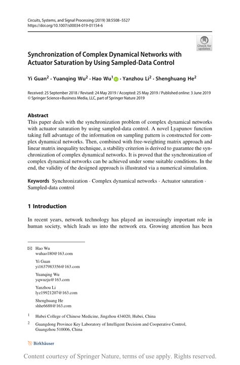 Synchronization Of Complex Dynamical Networks With Actuator Saturation