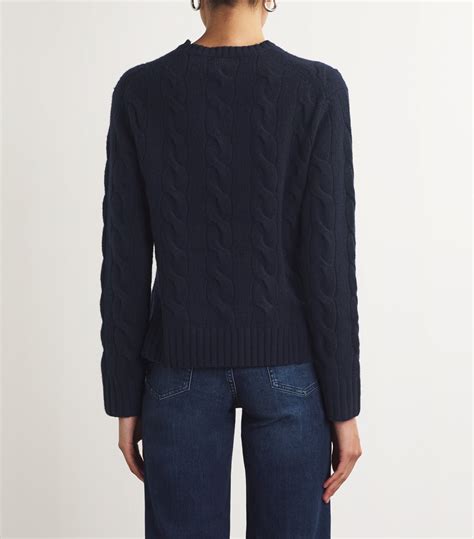 Womens Polo Ralph Lauren Navy Cashmere Cable Knit Sweater Harrods UK
