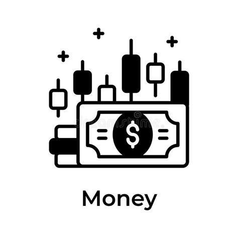 Currency Note And Coin With Candlestick Chart Showing Concept Icon Of Money Trading Stock Vector