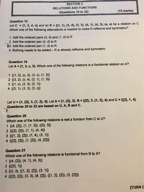 Solved Section Relations And Functions Questions To Chegg