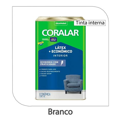 Tinta Econômica Latex Fosco Economico 18L Branco Coralar Tinta