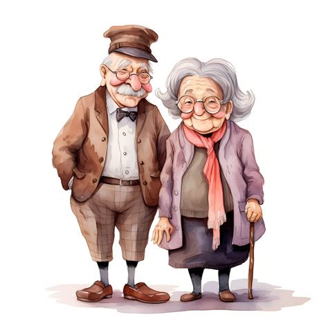 Schattige Oma En Opa Clipart Bundel Grappige Ouderen Cartoon Etsy