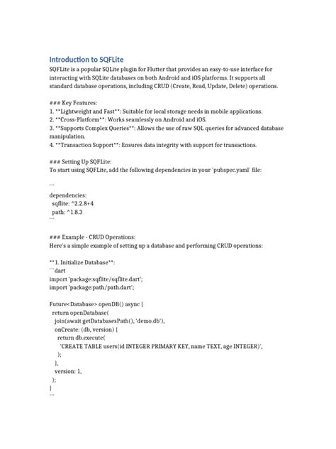 Sqflite Overview Pdf
