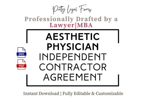 Aesthetic Physician Contract Template Cosmetic Doctor Independent