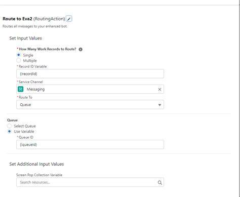 visual workflow set routing type queue on enhanced eintein bot