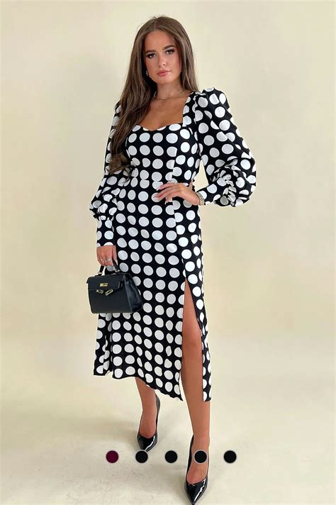 Bold Polka Dot Dress Black And White Sassi