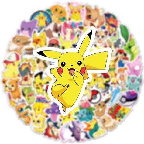 50 Pegatinas De Pokemon Pikachu Impermeables De Dibujos Animados Lindos