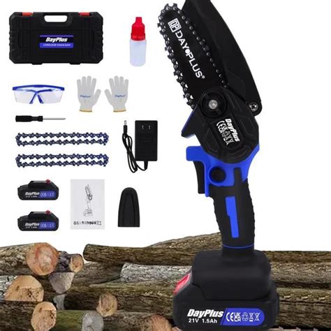 Mini tronçonneuse pouces tronçonneuse sans fil avec deux chaînes batterie lithium ion à
