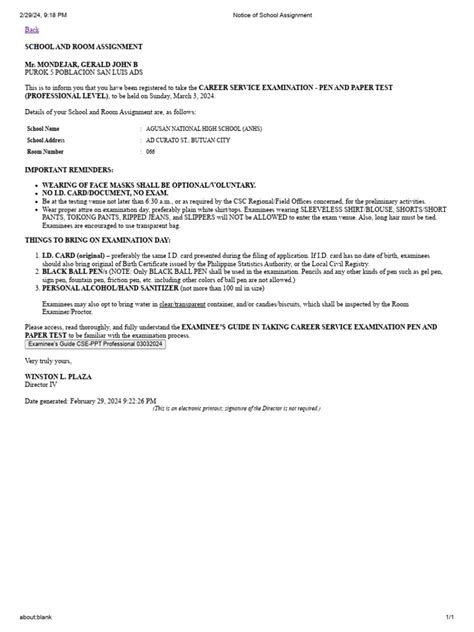 School Assignment Pdf