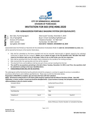 Fillable Online INVITATION FOR BID IFB 046 2020 Fax Email Print