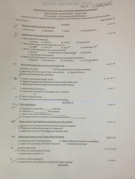 Gnm Nursing First Year Ksdneb 2015 Questions Nursing Notes Nursing