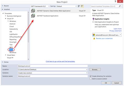 I Am Not Able To Find The ASP Net Web Application Template In Visual Studio Enterprise