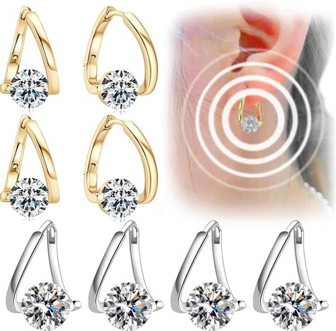 Inbolm 4 Pairs Lymphatic Drainage Earrings Fashion Oval Earrings