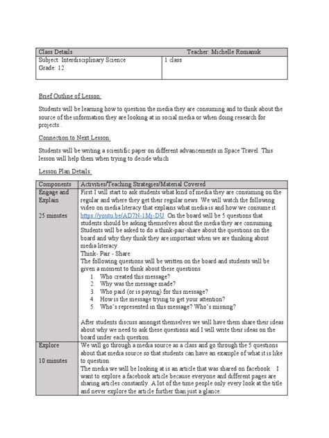 Lesson Plan Media Literacy Pdf Lesson Plan Advertising