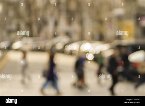 Pedestrian Crossing Spring Blurry City Defocused Cityscape Background