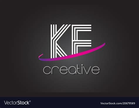 Ke K E Letter Logo With Lines Design And Purple Vector Image