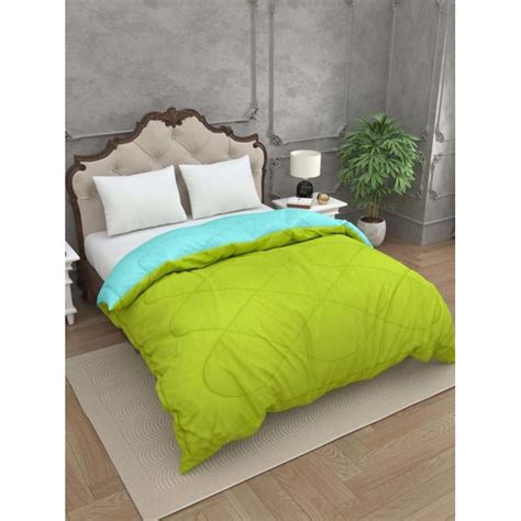 Jaipurfabric Sky Blue And Lemon Green Cotton 300 Gsm Double Bed Comforter