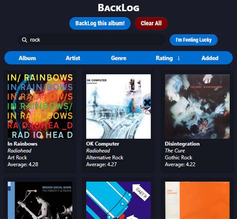 Github Andrewglanzzzbacklog Backlog A Rate Your Music Tool