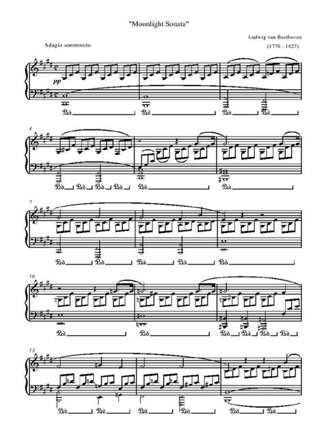 Beethoven Sonata Al Chiaro Di Luna Spartito Per Pianoforte Pdf
