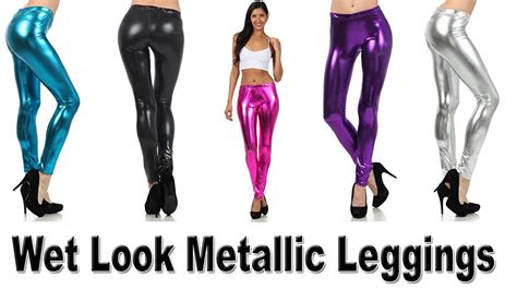 Wet Look Shiny Metallic Leggings Sakkas Footless Liquid Wet Look Shiny