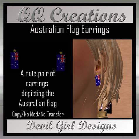Second Life Marketplace Pair Of Aussie Flag Earrings