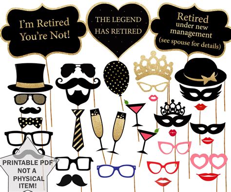 Retirement Photo Booth Props Printable Party Props Retirement