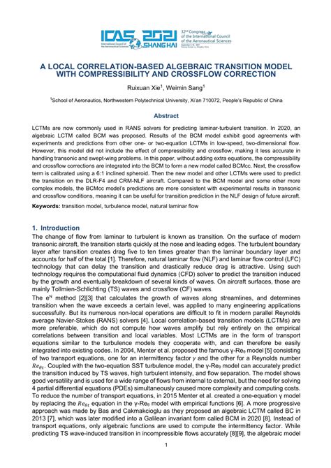 Pdf A Local Correlation Based Algebraic Transition Model With
