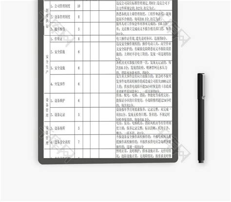 工程部岗位月度绩效考核表excel模板千库网excelid：92935