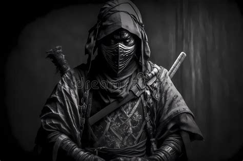 Ancient Traditional Chinese Assassin Ninja In Black Clothes Dark