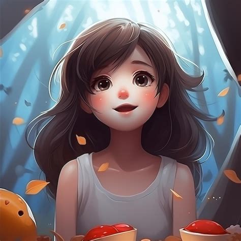Linda Chica De Dibujos Animados Foto Premium
