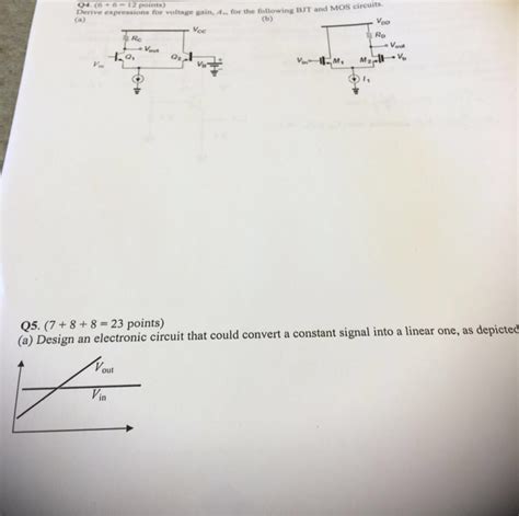 Derive Expressions For Voltage Gain A For The Chegg